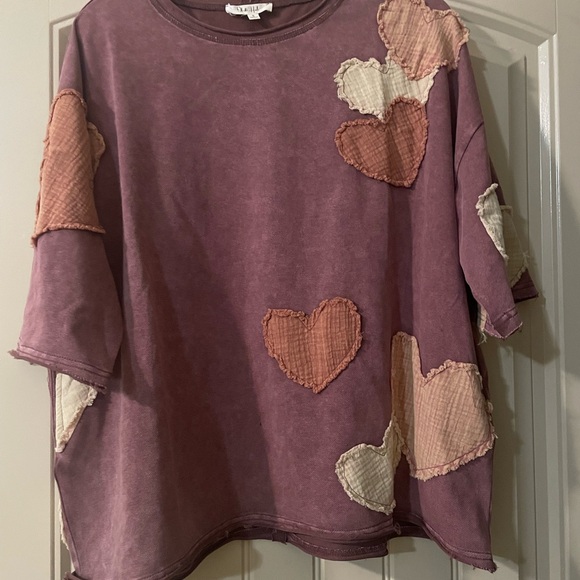 Oli & Hali | Tops | Oli Hali Purple Boxy Hoodie With Heart Design Nwot ...